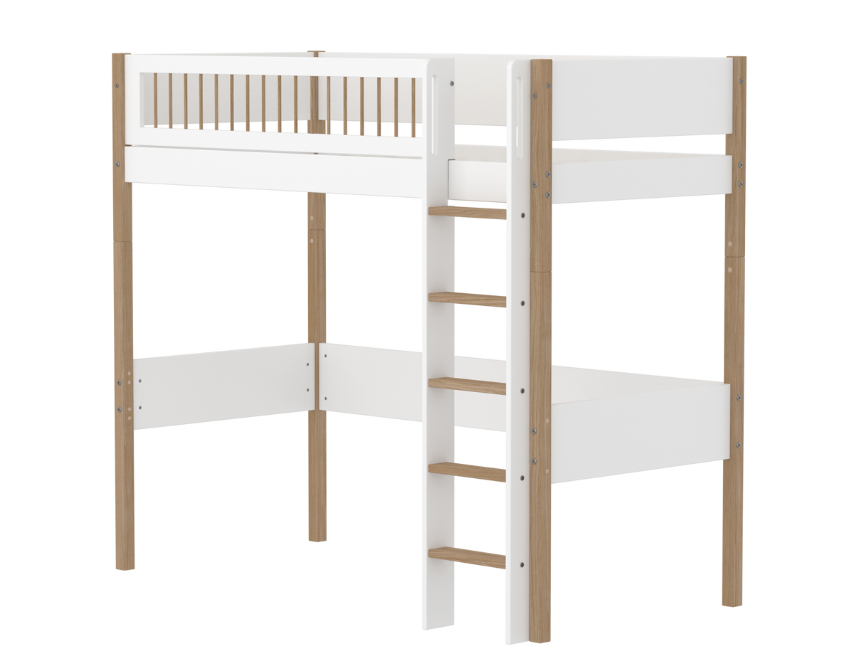 High bed with straight ladder